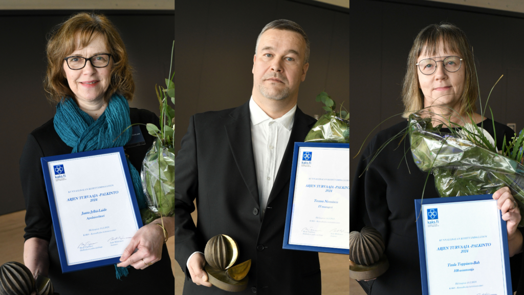 Vuoden 2024 Arjen turvaajat ovat Jaana Jylhä-Laide, Teemu Nieminen ja ...